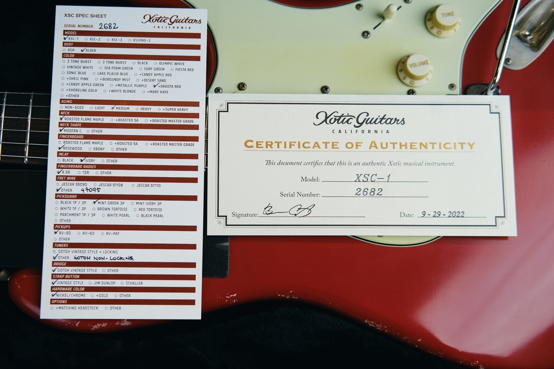Xotic XSC1 S-Style Relic’d Electric Guitar – Dakota Red Finish & RW ...