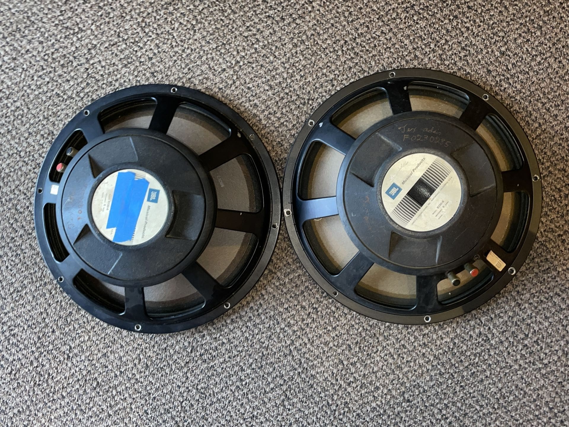 PAIR of JBL E-130 15″ 8 Ohm Guitar Speakers – LA Vintage Gear